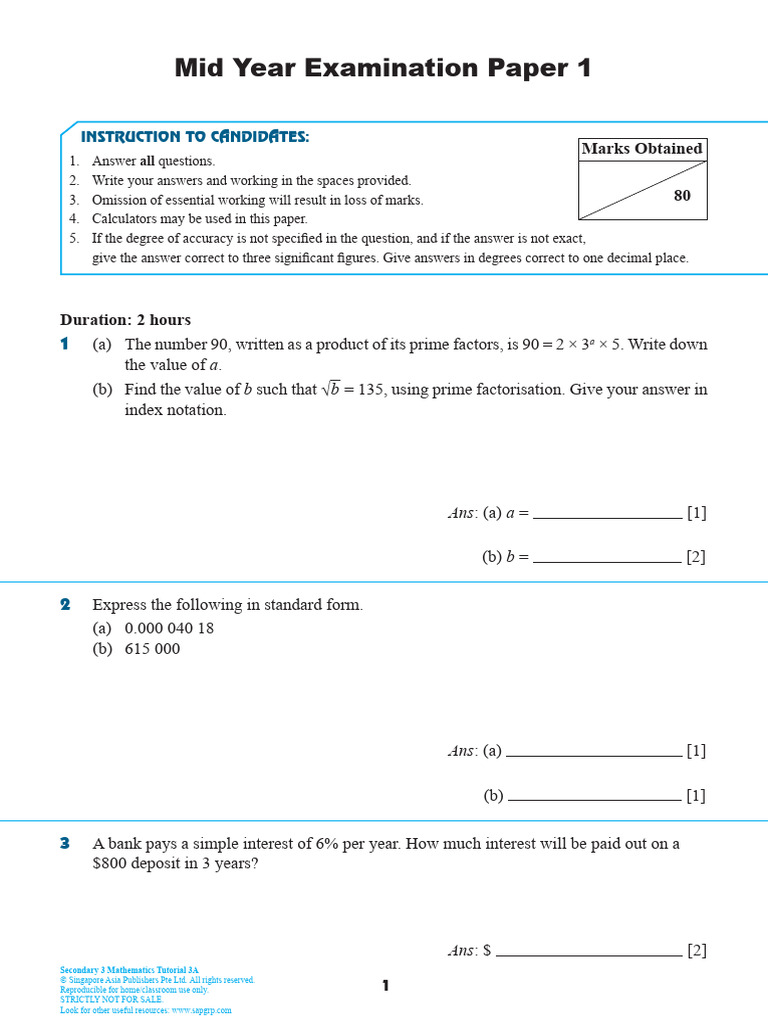 Math For Grade 9 (1) - Mid Year Exam | PDF | Significant Figures ...