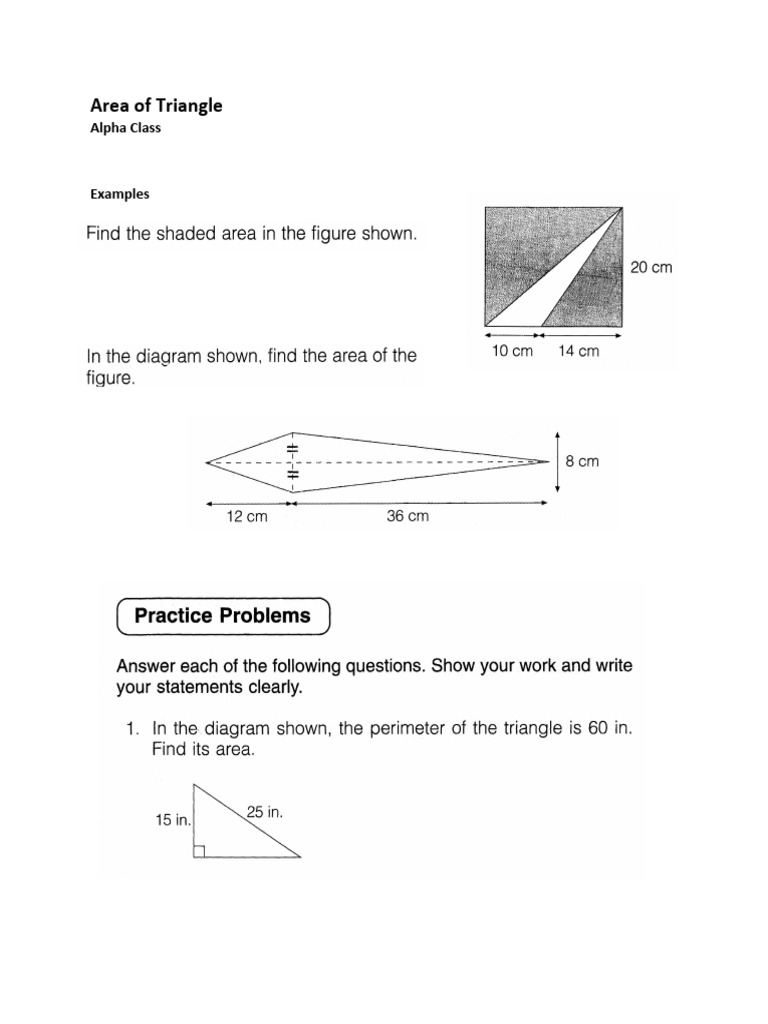 (A8.HW) Area of Triangle Problems | PDF