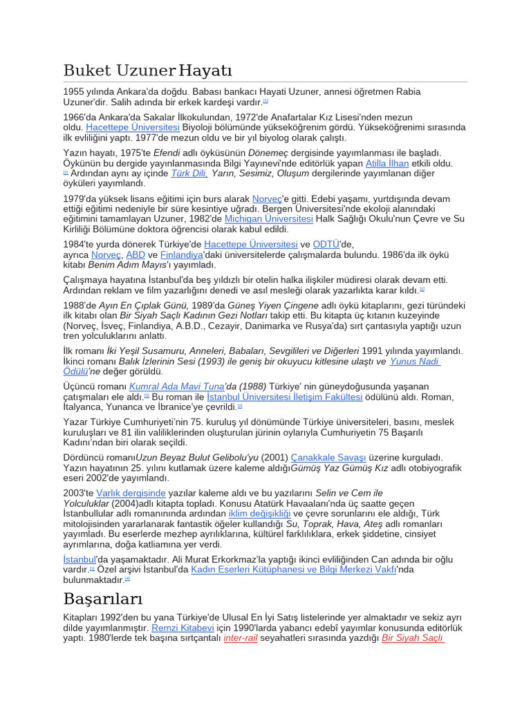 Buket Uzuner Hayatı | PDF