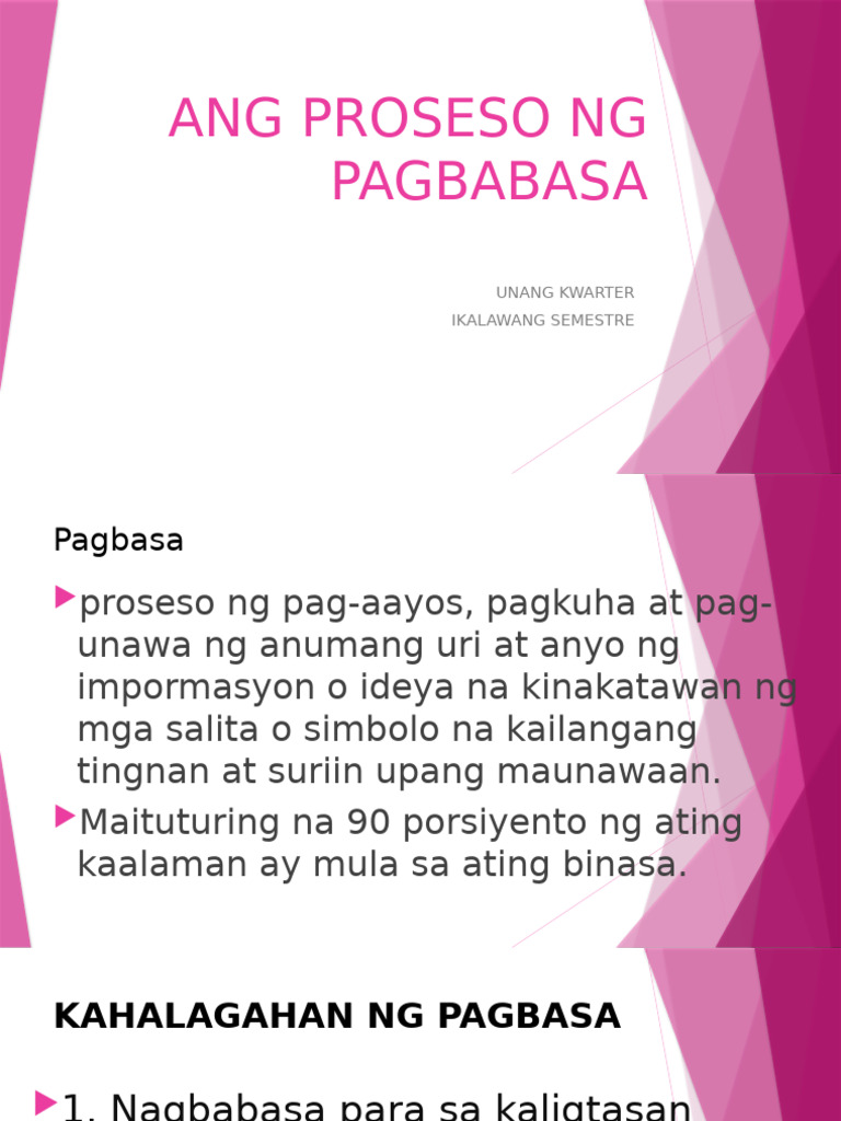 Module 1 Ang Proseso NG Pagbabasa 1 | PDF