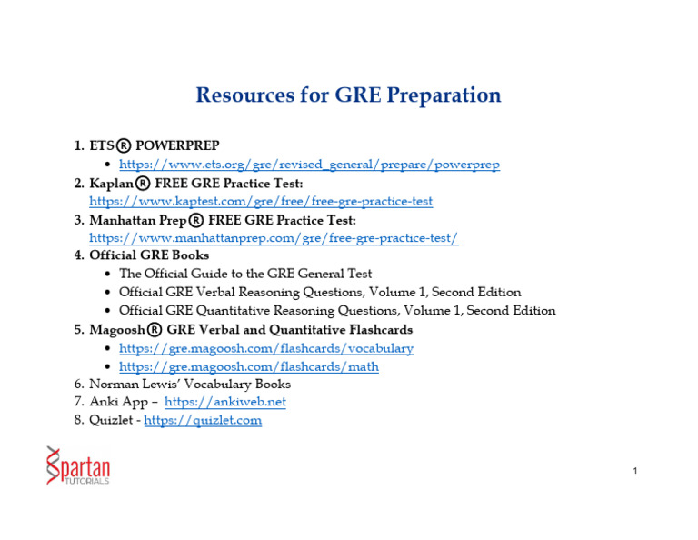 GRE Preparation Resources | PDF