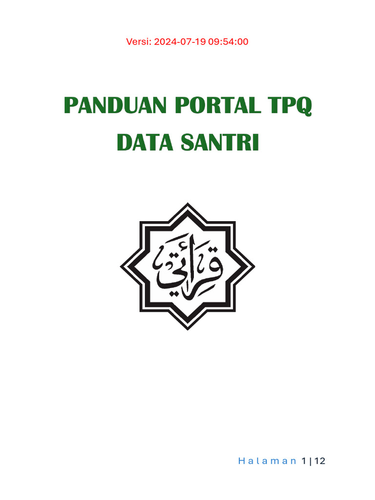 Panduan Portal TPQ - Data Santri | PDF