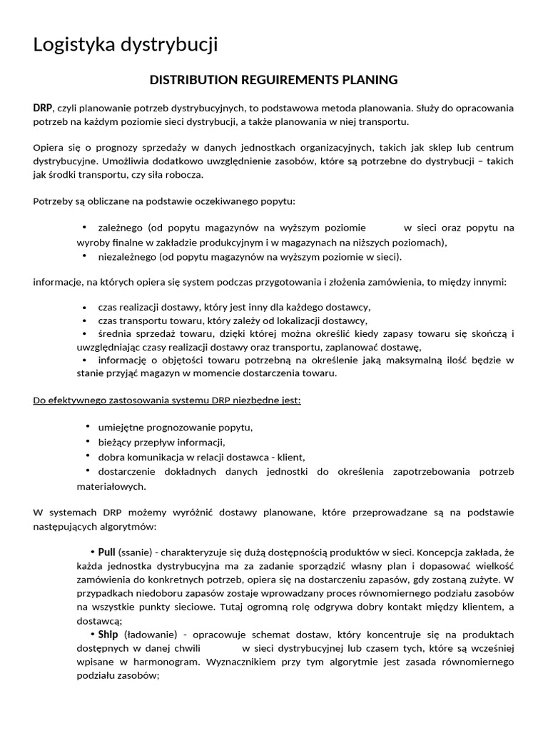 Logistyka Dystrybucji ĆW | PDF