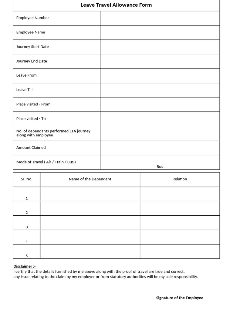 LTA Form | PDF