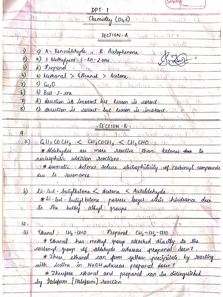 Chemistry DPT-1 Answerkey | PDF