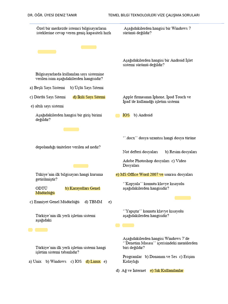 TBT Calisma (Cevaplı) | PDF