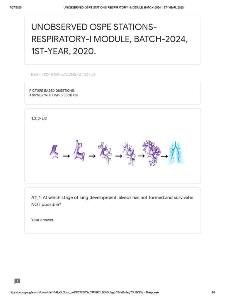 Respiratory OSPE Questions for Batch 2024 | PDF