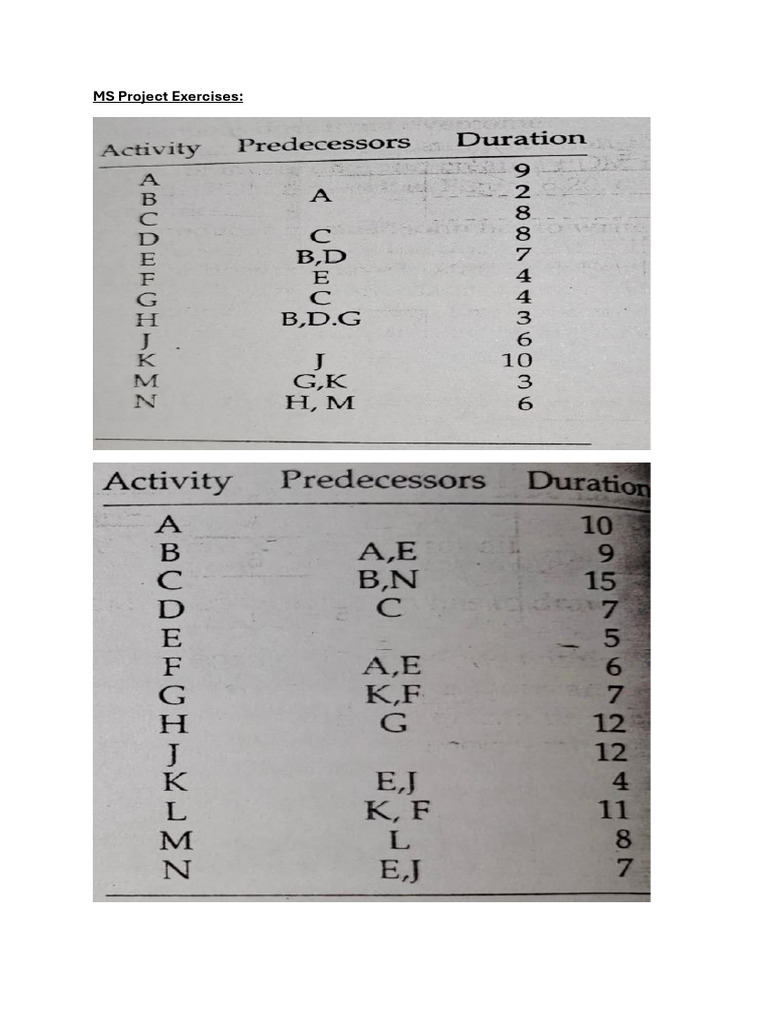 1737300097 MS Project Exercises | PDF