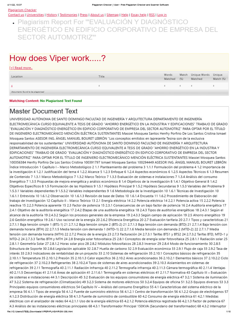 Viper - Plagiarism Checker and Scanner | PDF | Energia electrica ...