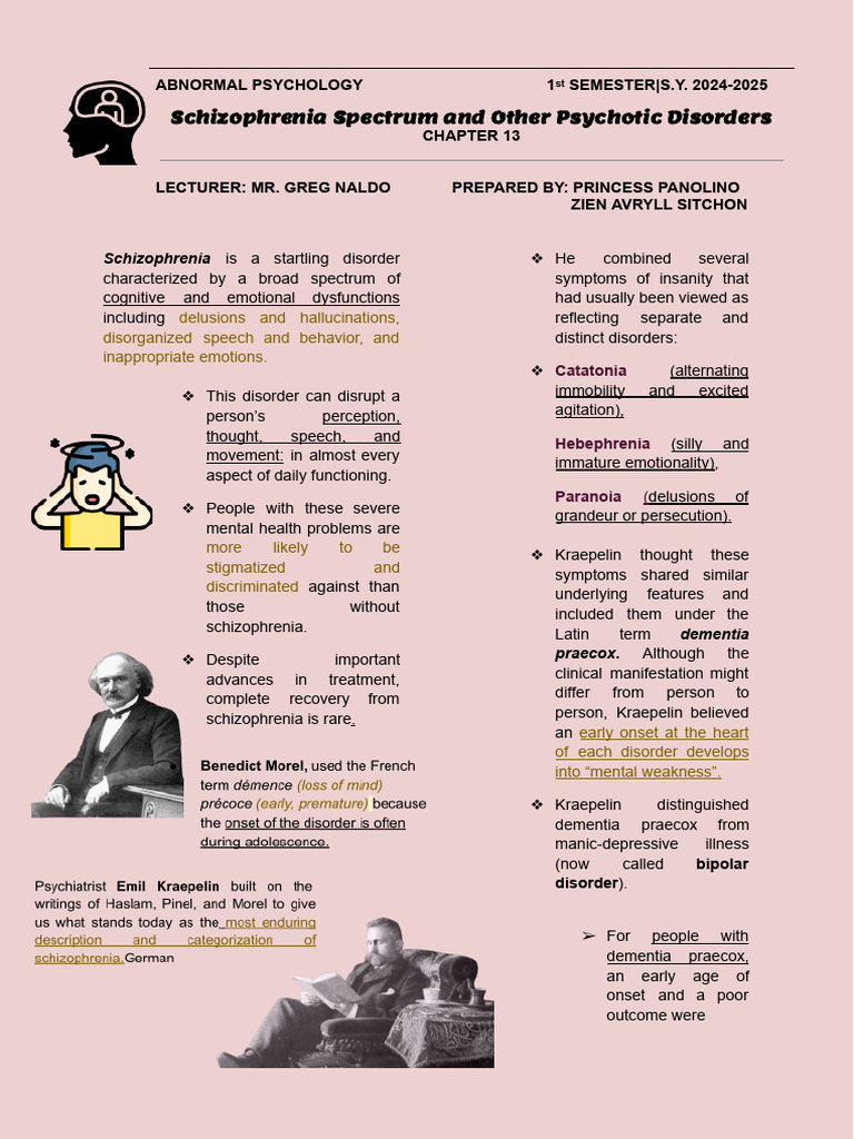 Ab Psych Handouts Chapter 13 | PDF | Psychosis | Schizophrenia