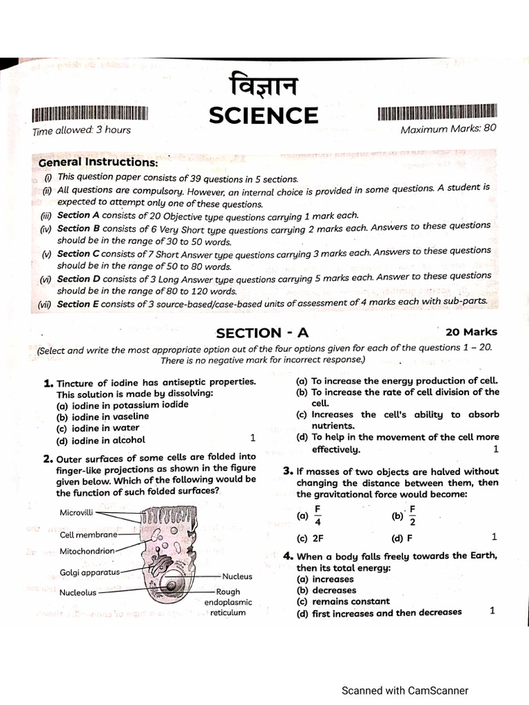 STD 9 Cbse Science Paper 1 - 1542808 - 2025 - 01 - 24 - 15 - 3 | PDF