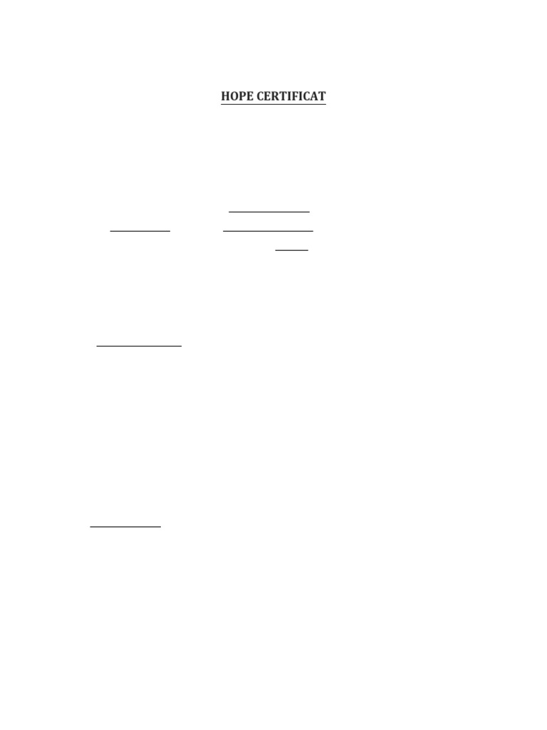 Hope Certificate for Undergraduate(1) | PDF