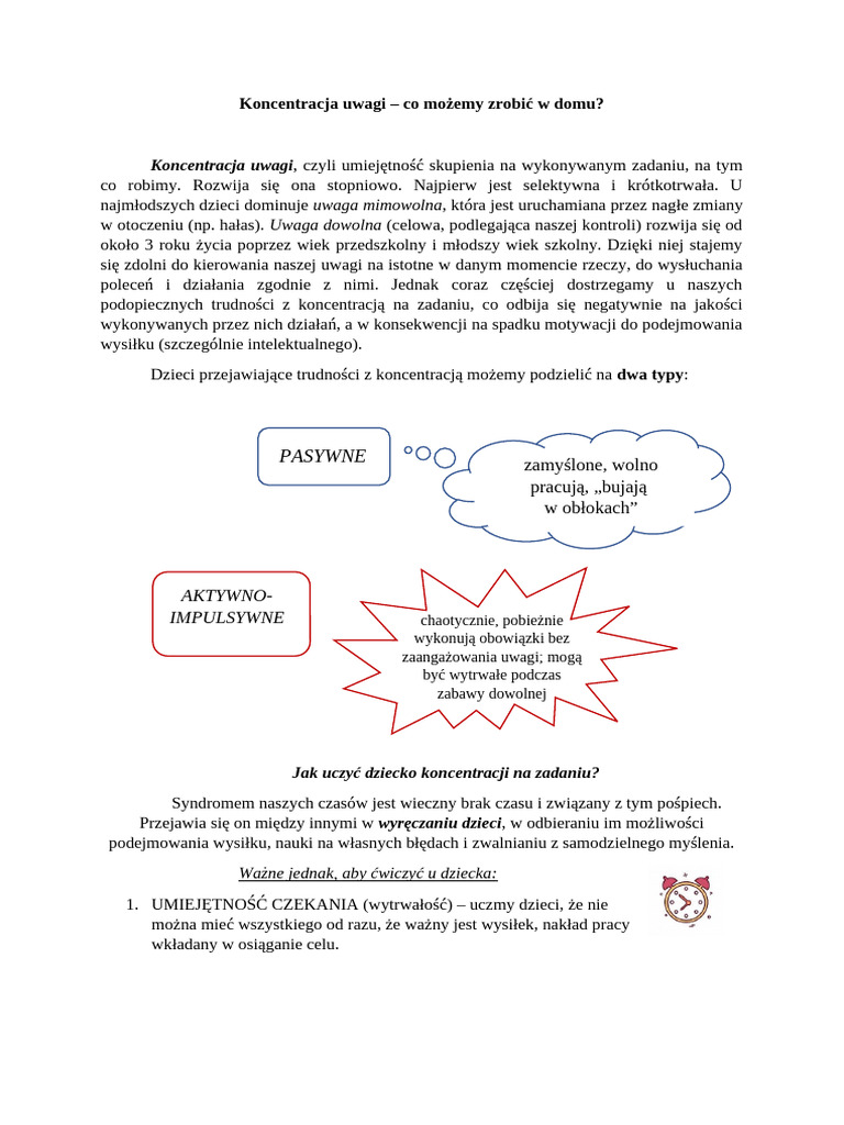 Koncentracja Uwagi. Co Można Zrobić W Domu | PDF