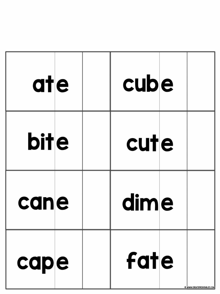 One-Vowel and Two-Vowel Word Flashcards Ending in e-F3BF-D86F-ECA9 | PDF
