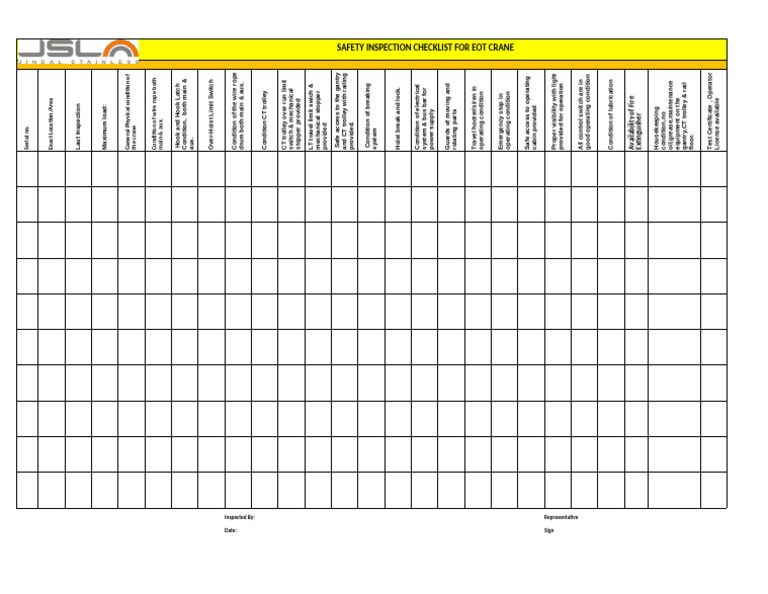 Eot Crane Checklist | PDF | Crane (Machine) | Manufactured Goods