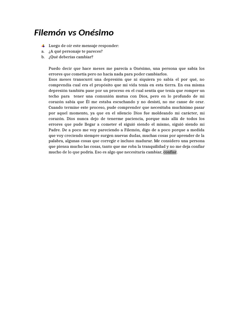Filemón Vs Onésimo - Ludmila Ciollaro Cidu Central | PDF