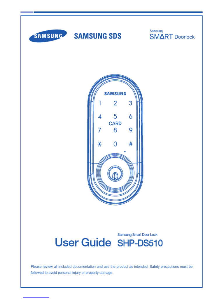 Samsung Smart Door Lock SHP-DS510 Guide | PDF | Personal Identification Number | Drill