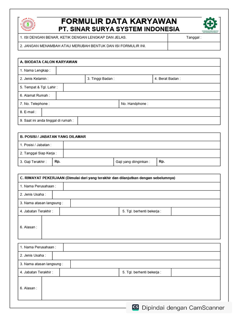 Form Interview Karyawan Baru R1.PT - Sssi | PDF