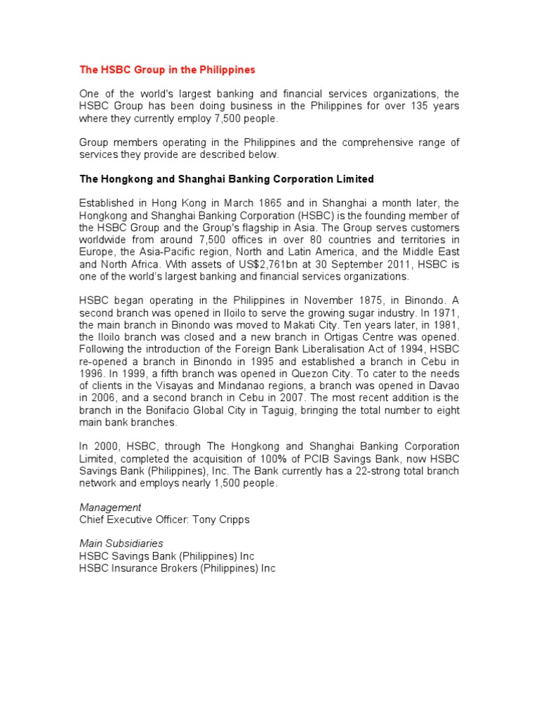 MNL Fact Sheet Updated Nov11 | PDF | Hsbc | Securities (Finance)