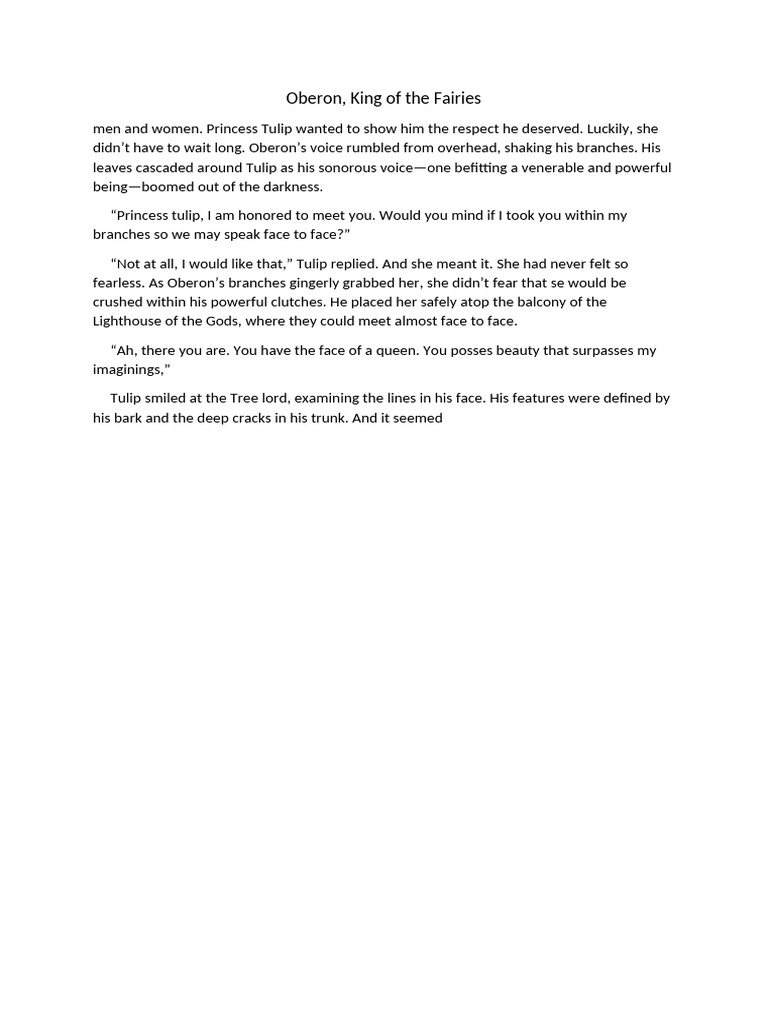 Fairy King Oberon Meets Princess | PDF