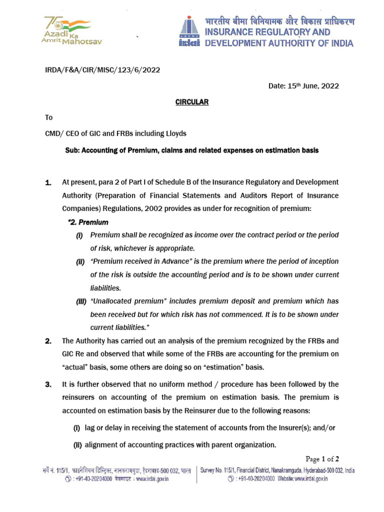 Guidelines for Premium Accounting Estimation | PDF | Insurance ...