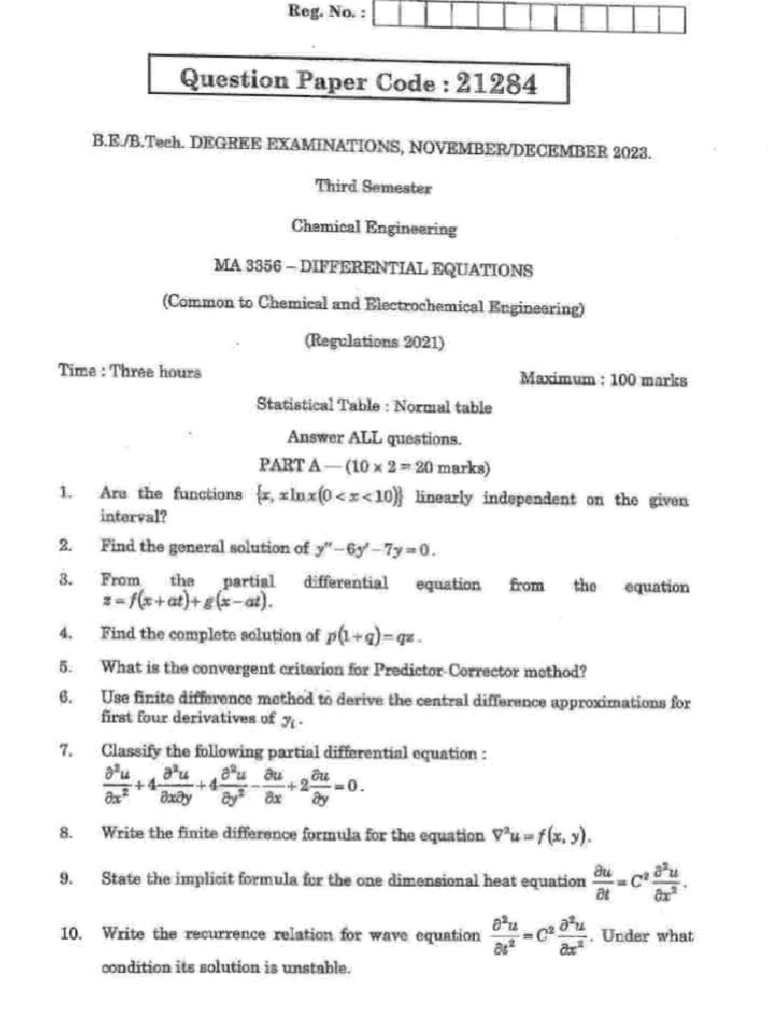 MA3356 - NOV-DEC - 23 (D.Es) | PDF | Physical Chemistry | Applied And ...