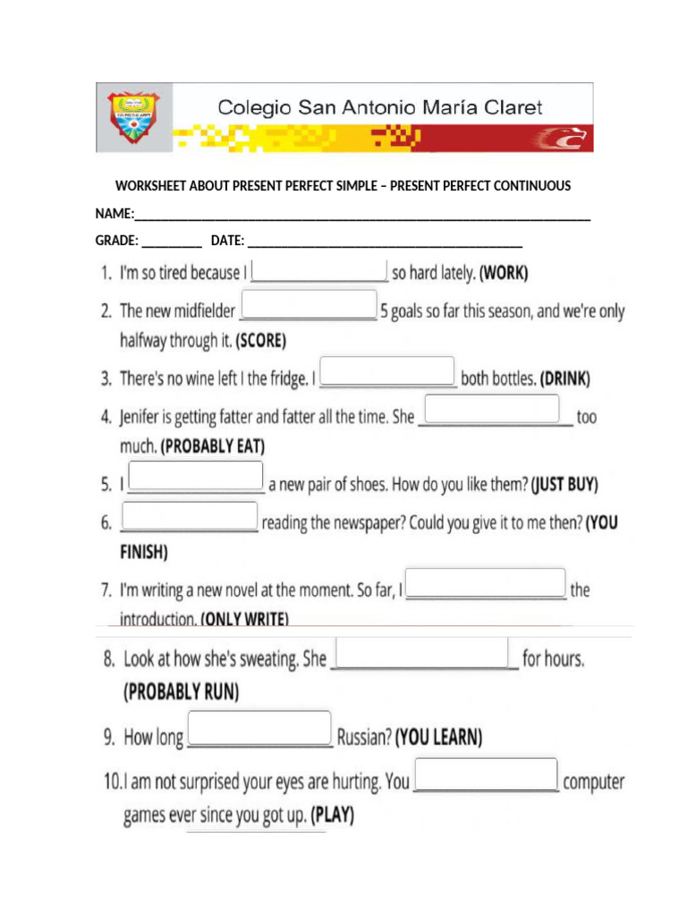 Worksheet About Present Perfect Simple | PDF