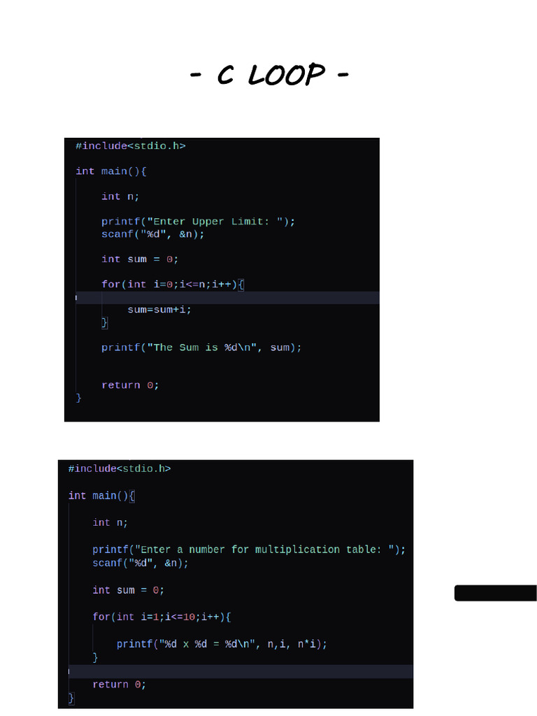 C Loop Exercises & Patterns | PDF