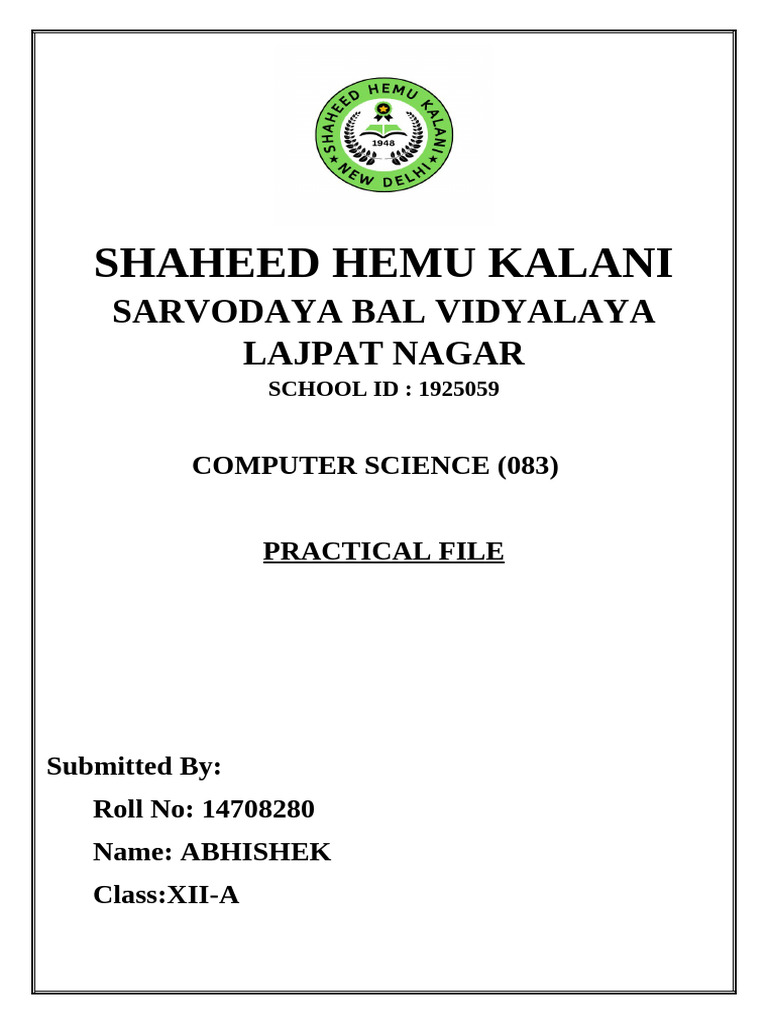 SHK Practical Front Page[1] | PDF