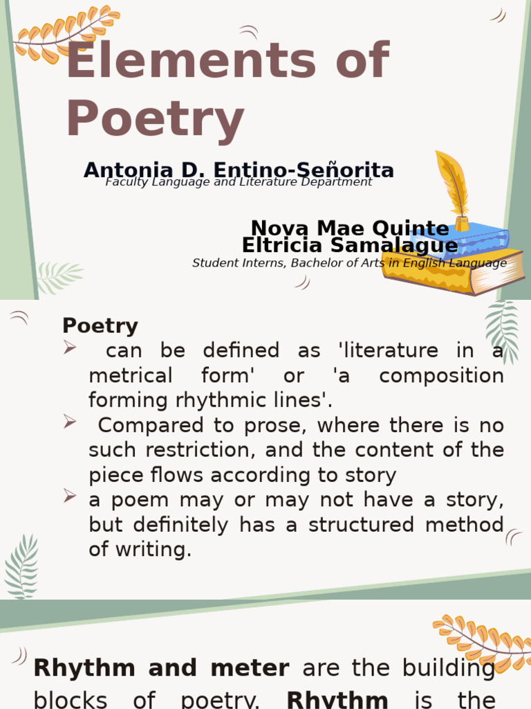 Elements of Poetry | PDF | Metre (Poetry) | Poetry