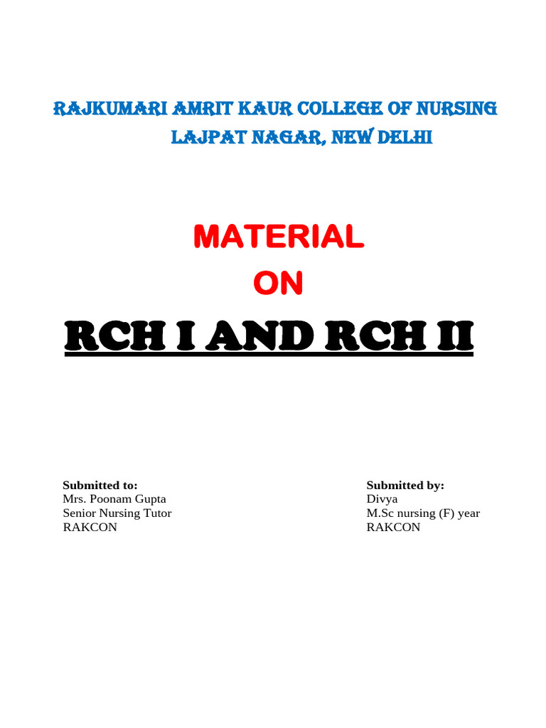 RCH MATERIAL | PDF | Maternal Death | Childbirth
