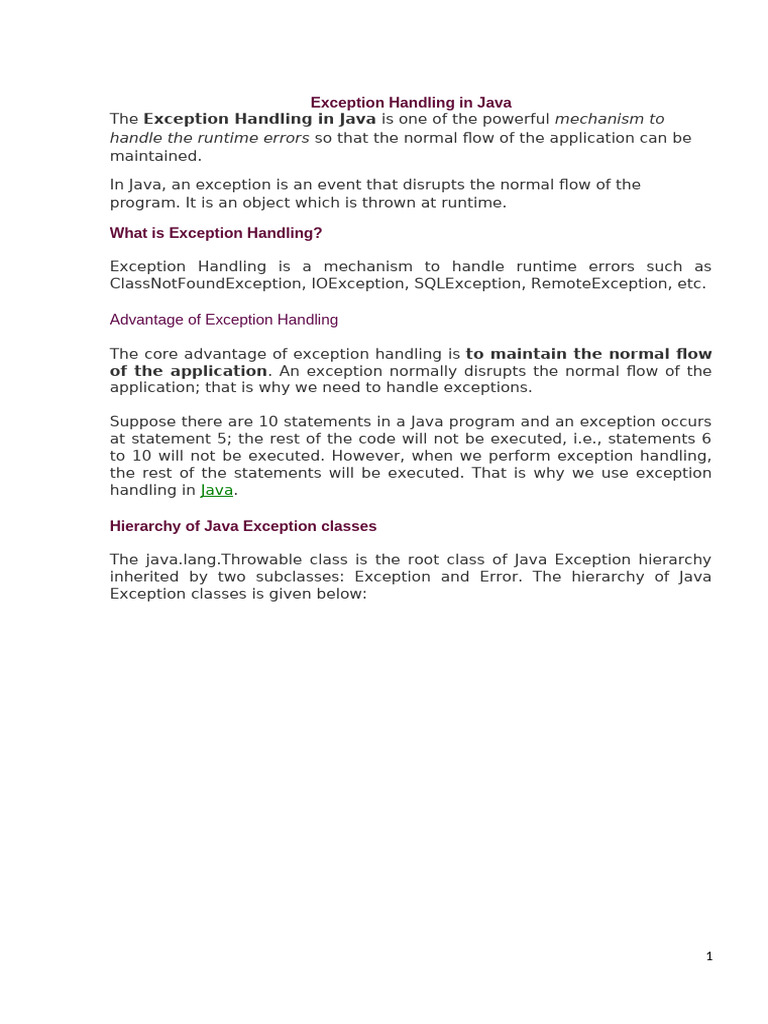 Exception Handling | PDF | Class (Computer Programming) | Java ... Exception Handling | PDF | Class (Computer Programming) | Java ...