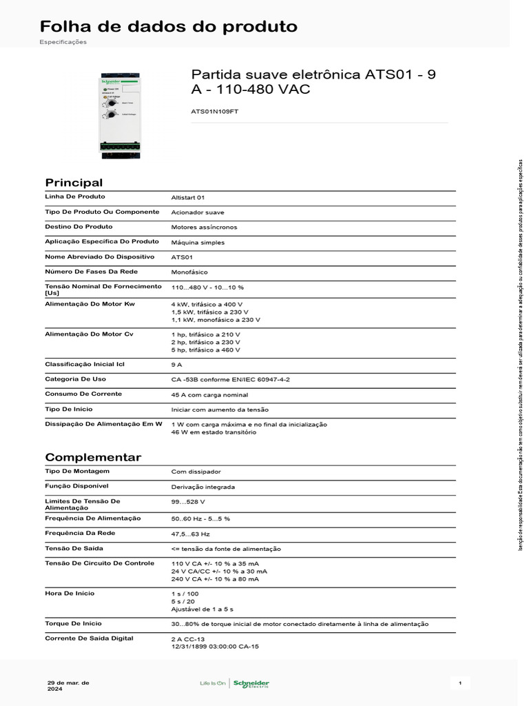 Schneider Electric Altivar Soft Starter ATS01 ATS01N109FT | PDF