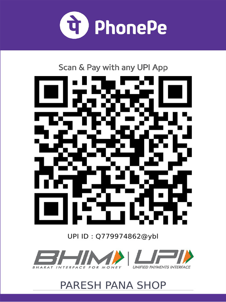 Paresh Pana Shop: UPI ID: Q779974862@ybl | PDF