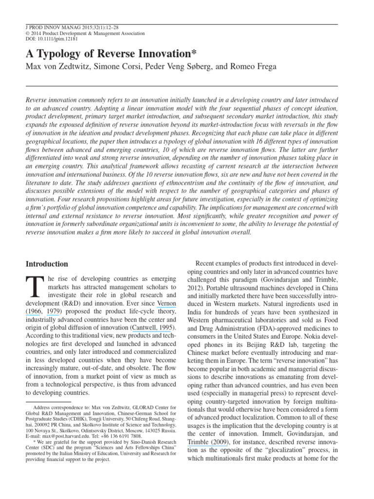 Understanding Reverse Innovation Types | PDF | Innovation | Research ...