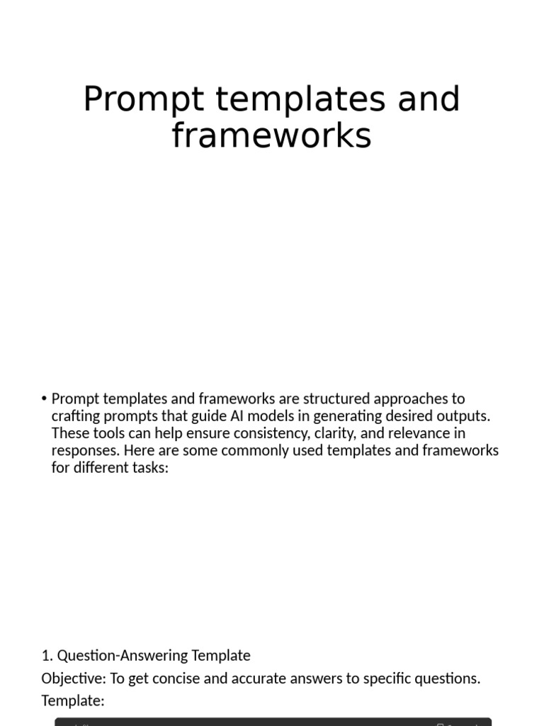 Prompt Templates and Frameworks | PDF