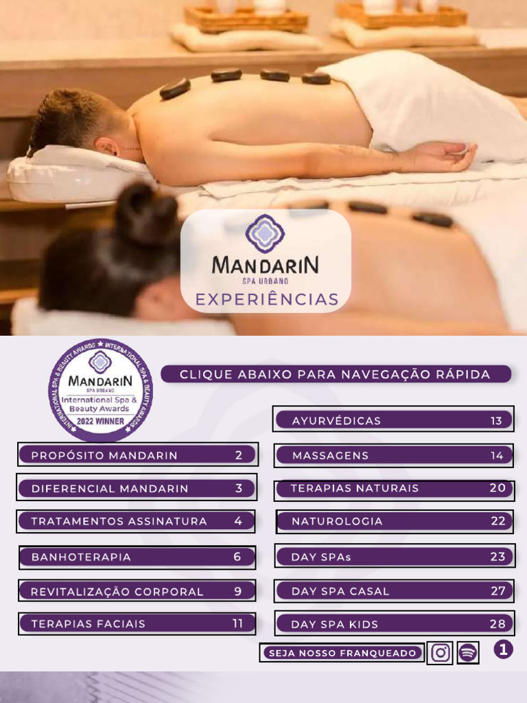 Menu Experiências MandariN SPA Urbano Interativo | PDF