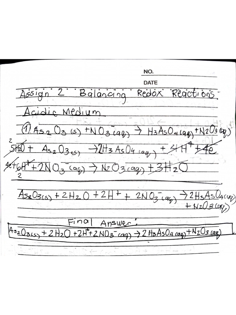 Balancing Redox Reaction Problem | PDF
