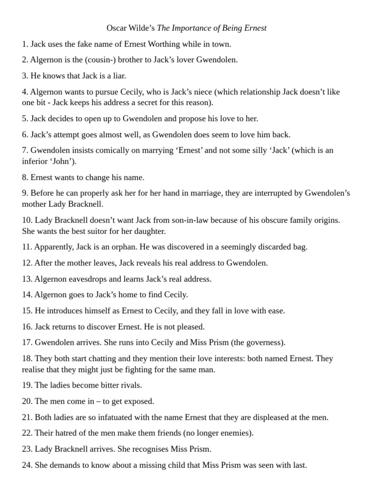 The Importance of Being Ernest Explained | PDF | The Importance Of ...