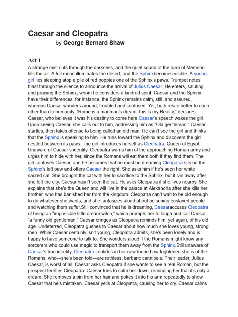 Caesar and Cleopatra | PDF | Cleopatra | Julius Caesar