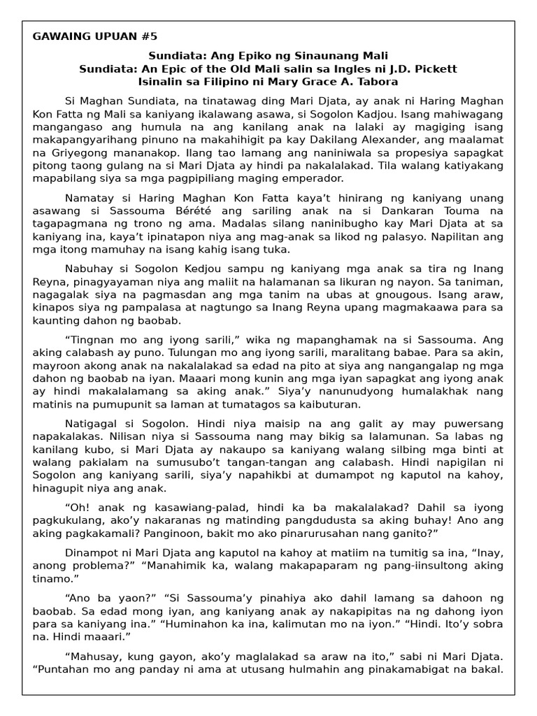 PANITIKAN-4-SUNDIATA | PDF