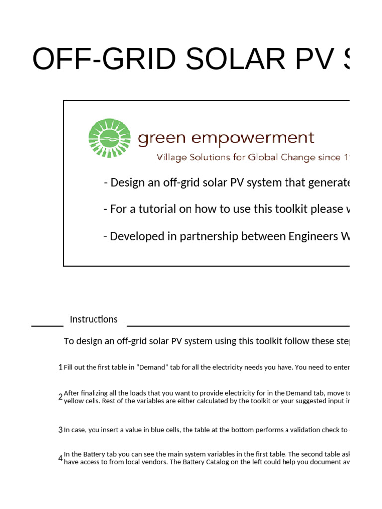 Off-Grid Solar PV System Design Guide | PDF | Power Inverter ...