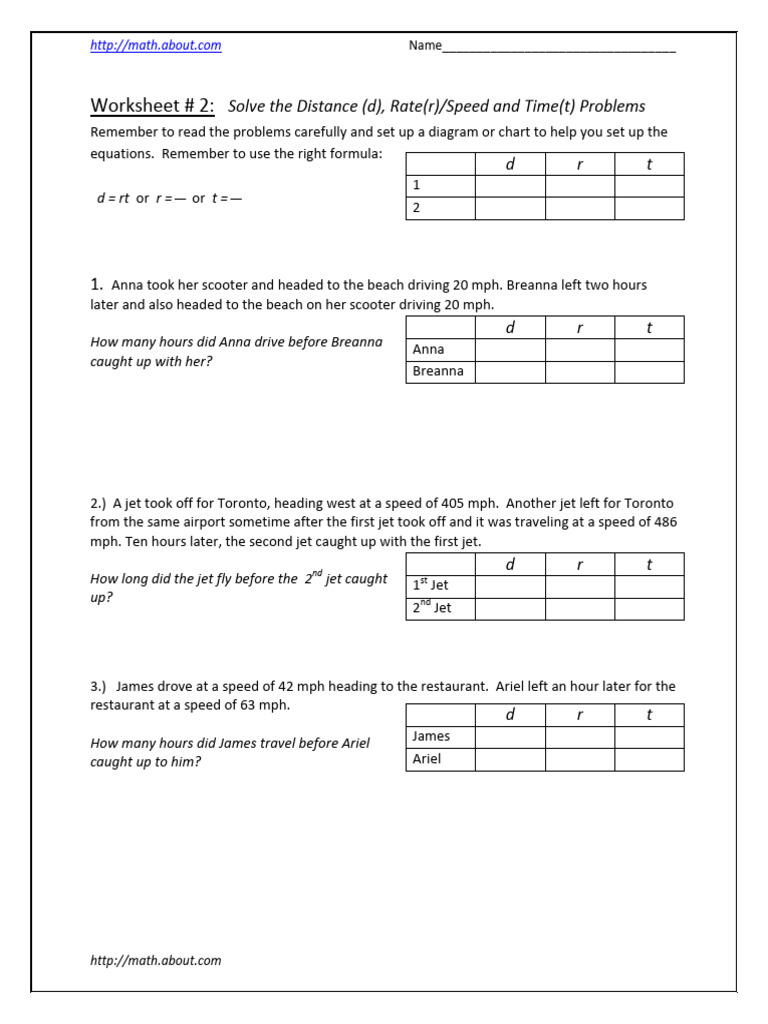 Distance, Speed & Time Worksheet | PDF