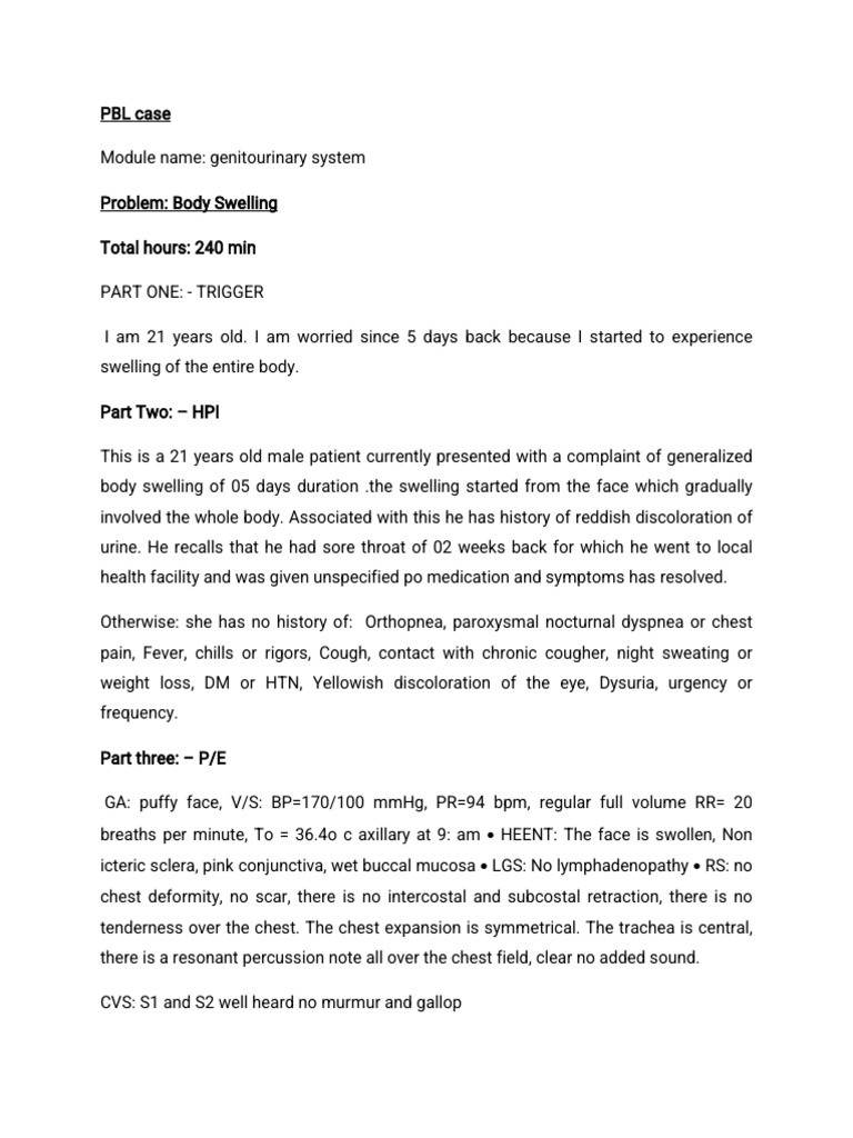 PBL Case For Genitourinary System | PDF