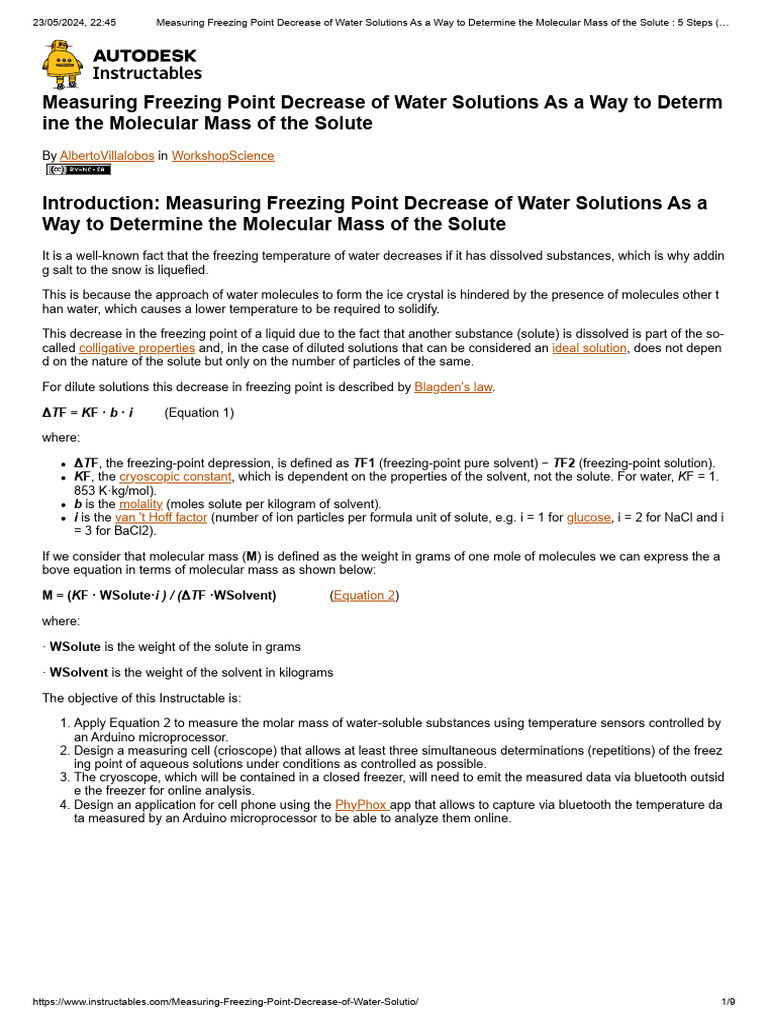 Arduino-Based Freezing Point Analysis | PDF | Chemistry | Physical ...