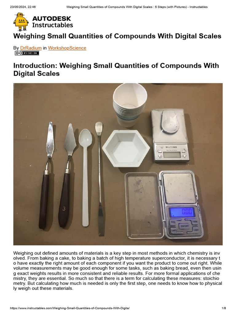 Weighing Small Quantities of Compounds With Digital Scales - 5 Steps (With Pictures ...