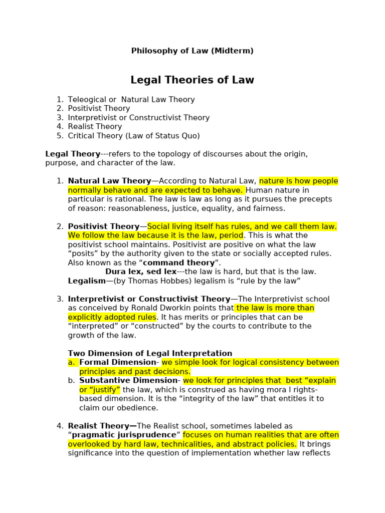 Philosophy of Law Midterm Reviewer | PDF | Jurisprudence | Natural Law