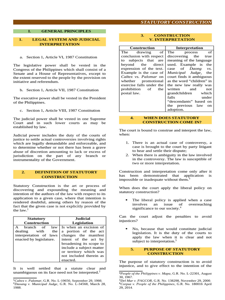 Reviewer Doctrines Final | PDF | Statutory Interpretation | Precedent