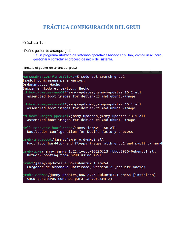 Configuración Avanzada de GRUB | PDF | Arranque | Archivo de computadora