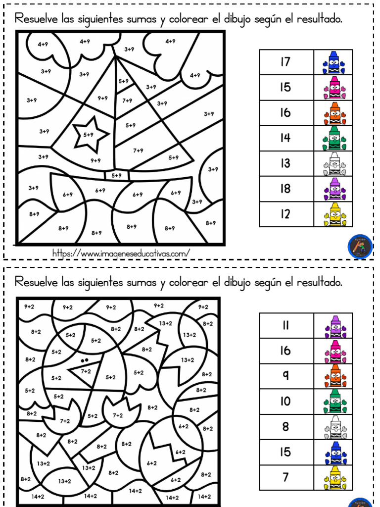 Dibujos de Primavera Suma y Colorea Segun El Resultado | PDF